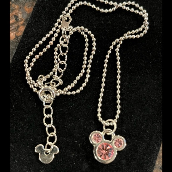 Disney | Jewelry | Silhouette Mickey Mouse Head With Pink Stones ...